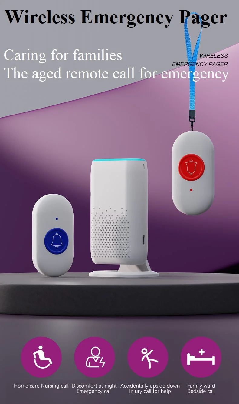 New IP68 Wireless Caregiver Pager Sos Emergency Call Button for Seniors ...