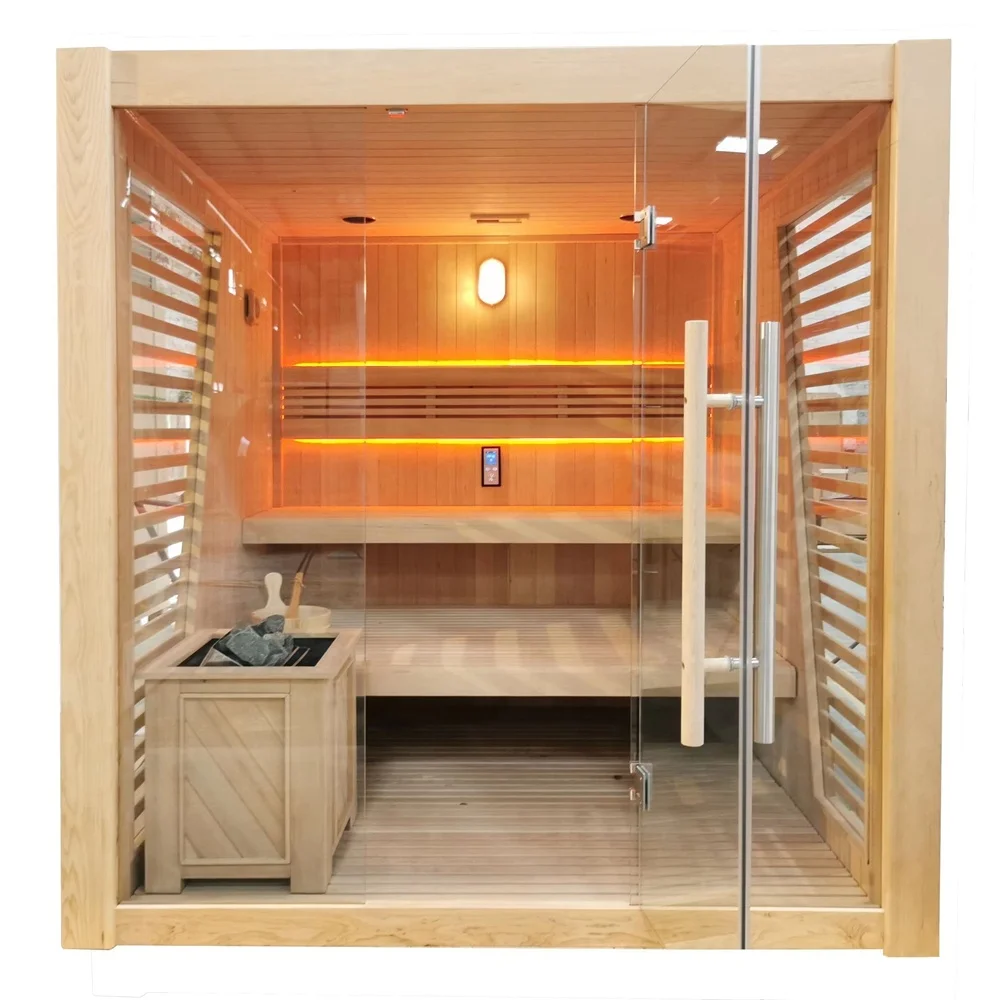 Swankia Luxury Hemlock Wood Sauna Traditional 6 People Sauna Room ...