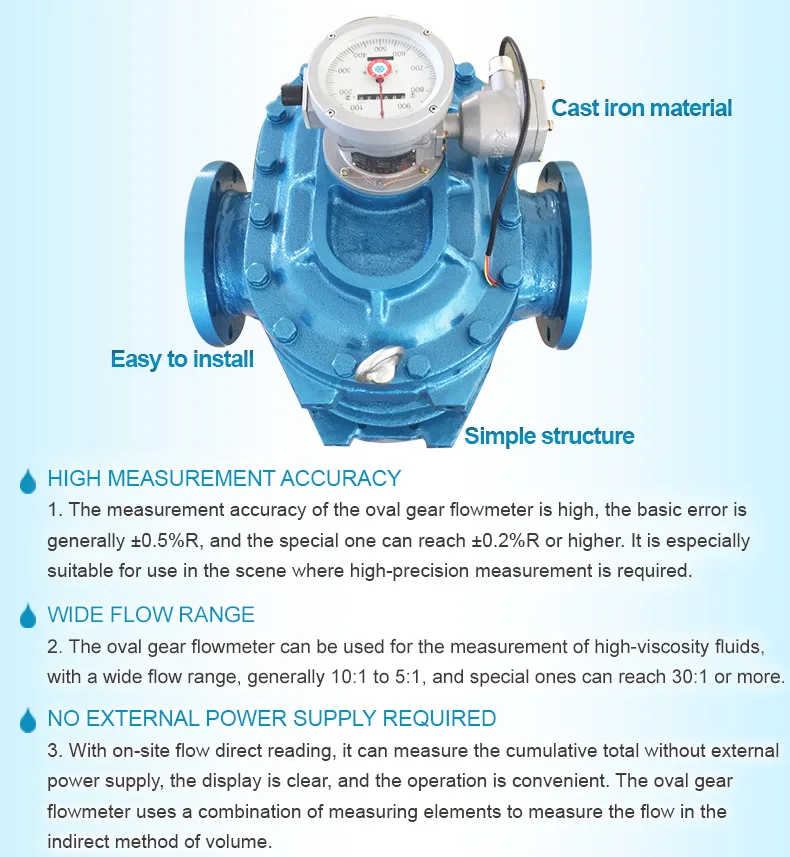 High Viscosity Liquid Pitch Diesel Oval Gear Flow Meter Fuel Dispenser ...
