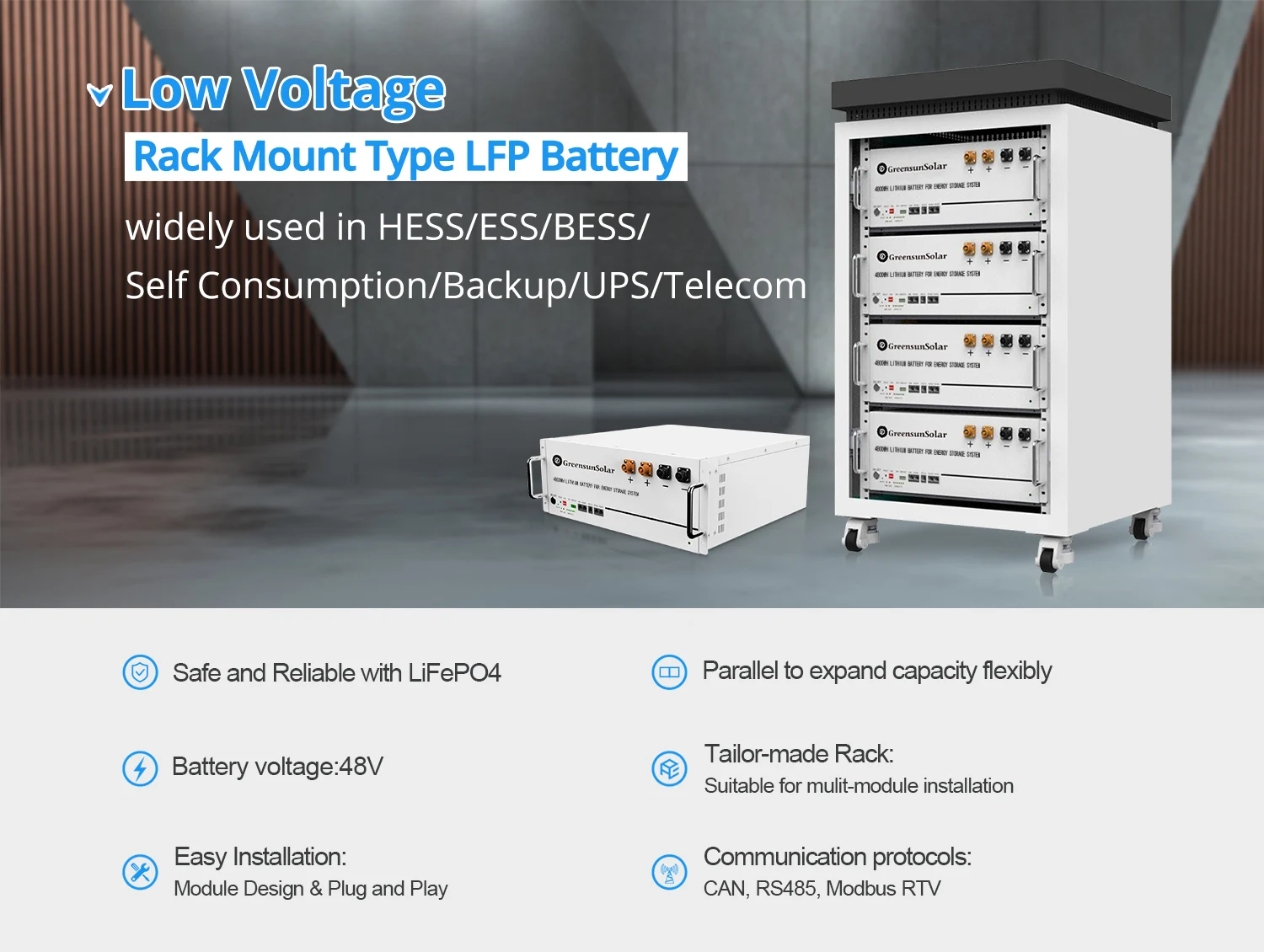 Rack-mounted Energy Storage Battery48v 600ah 800ah 1000ah Lifepo4 ...
