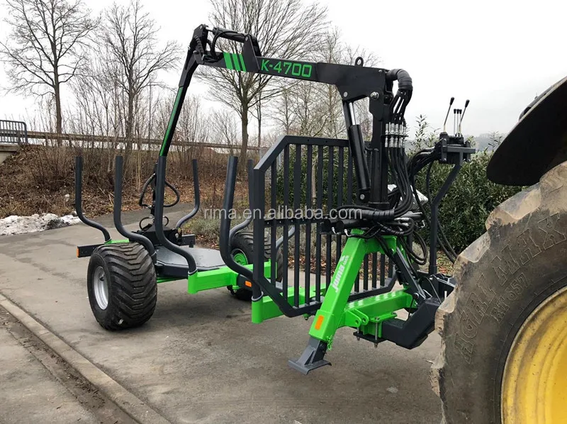 Small Tractor Forestry Trailer with Log Crane for Sale - 6 Ton Capacity ...