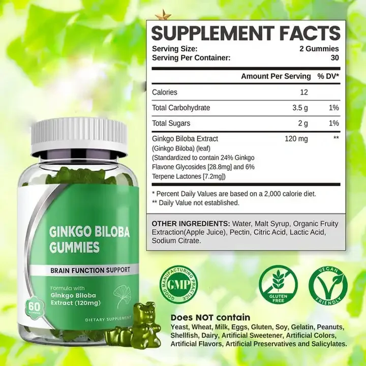 Biocaro Ginkgo Biloba Gummies - Enhance Memory & Focus