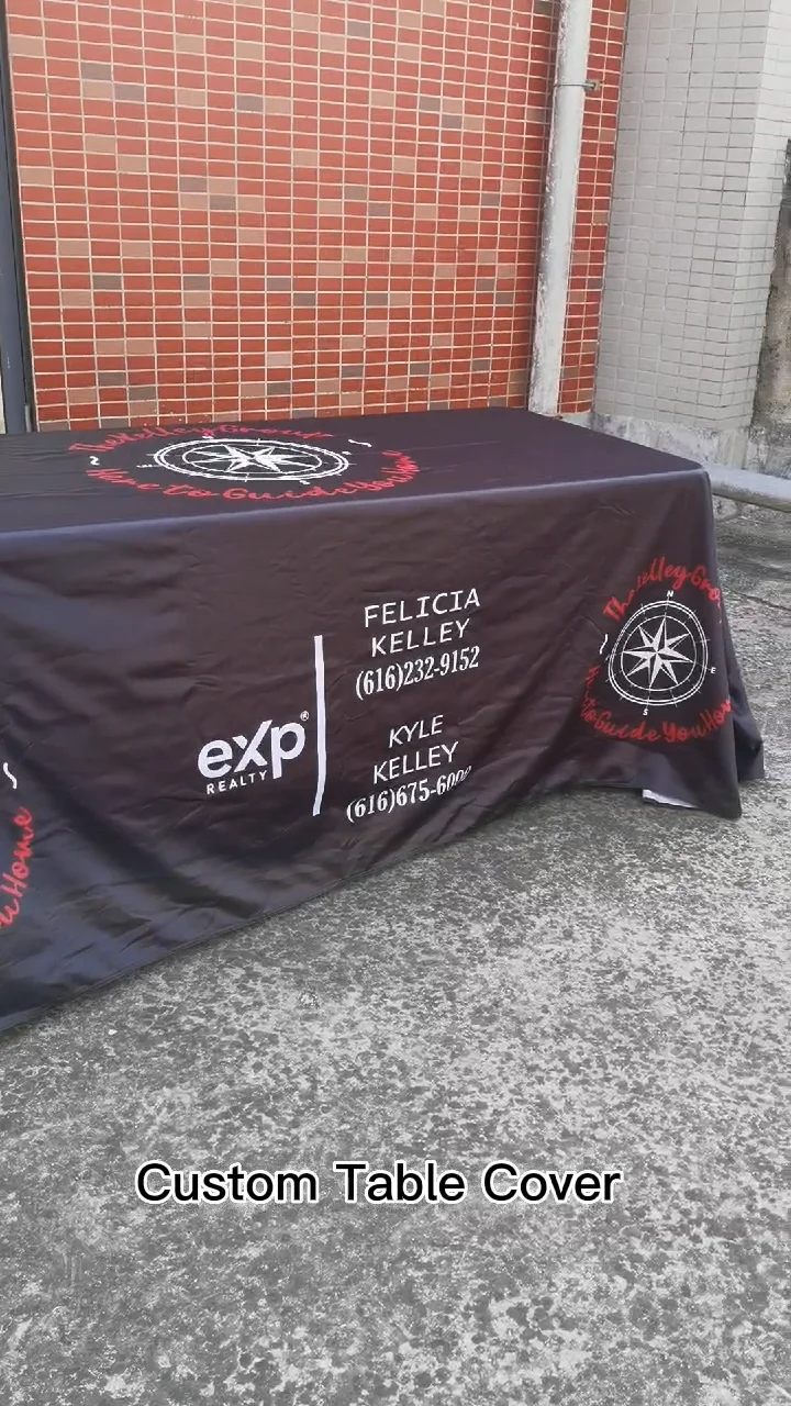 Personalized Logo Fitted Stretchy Spandex Tablecloth Display 4ft 6ft 8ft Custom Print Cocktail ...