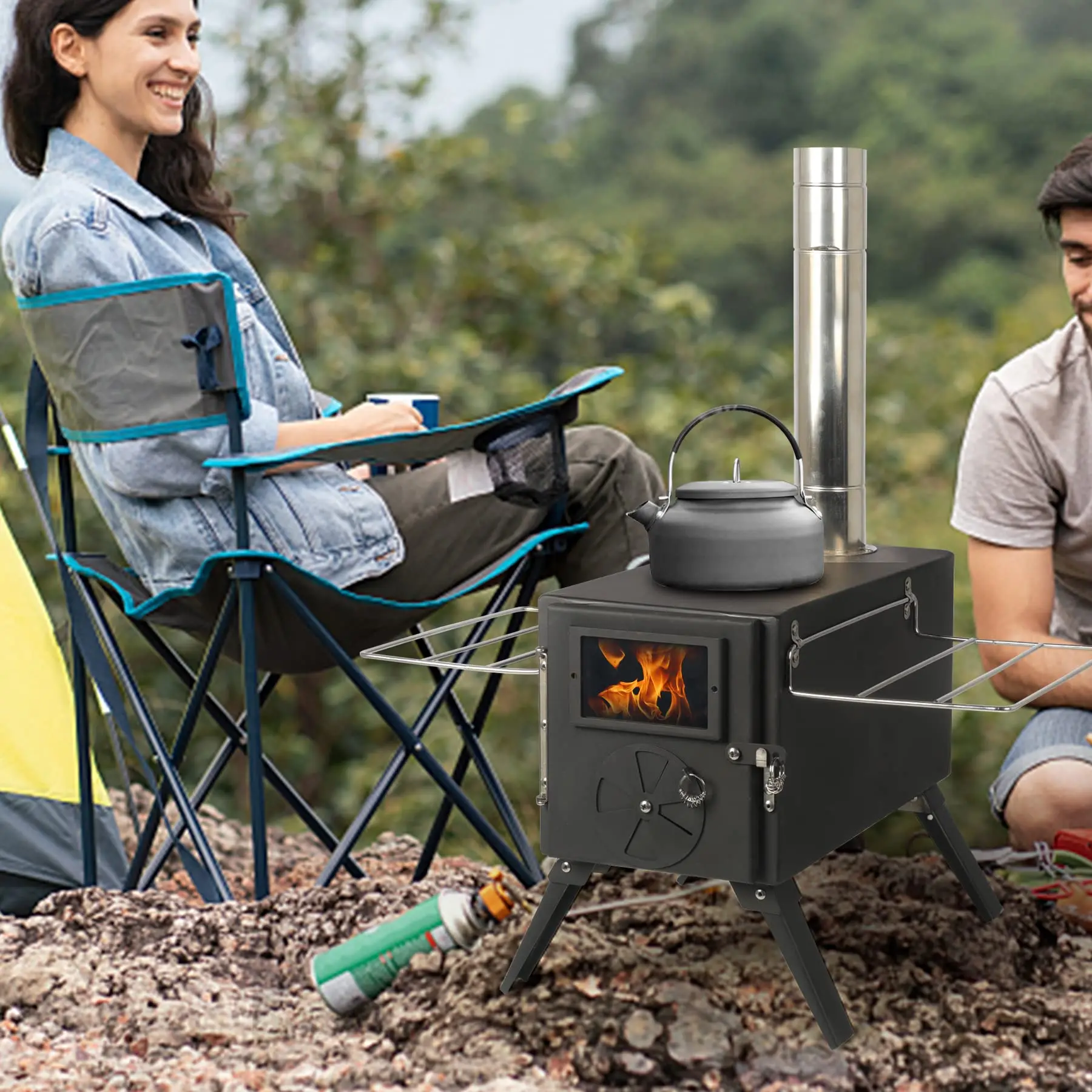 Camping Stove Grill Smokeless Outdoor Chimney Pipe Tube Stainless Steel ...