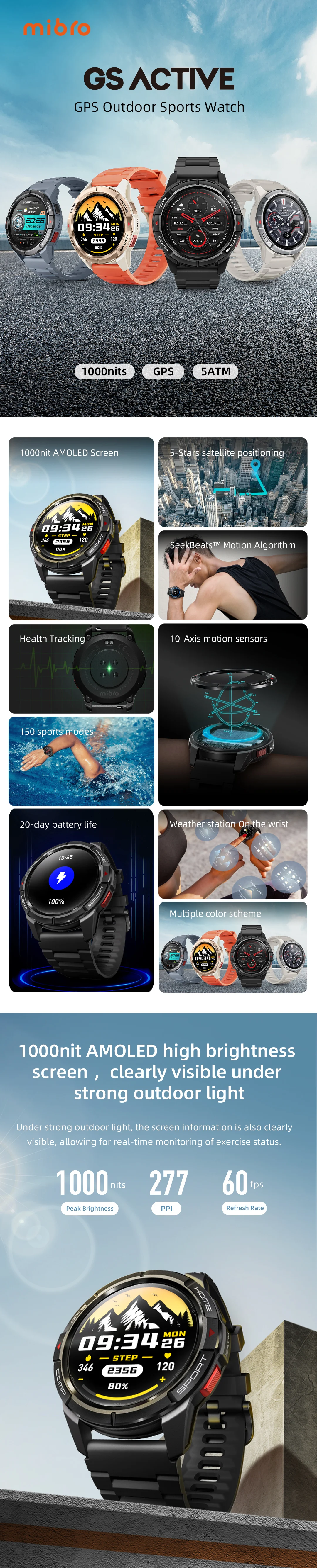 Mibro Watch GS Active - Smart GPS Positioning & Wellness