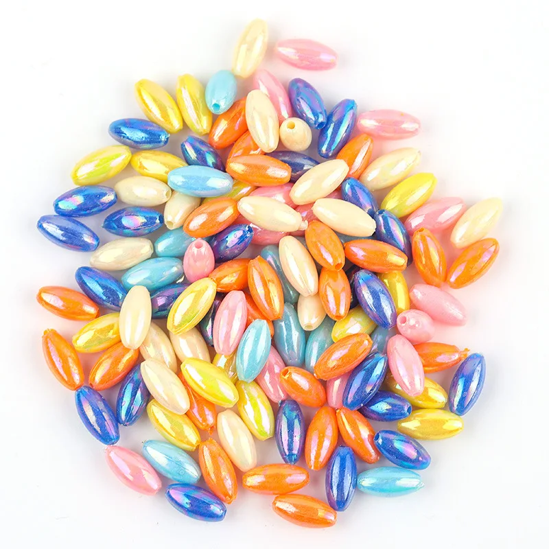 Wholesale Ab Color Acrylic Rice-shaped Loose Beads Colorful Plastic ...