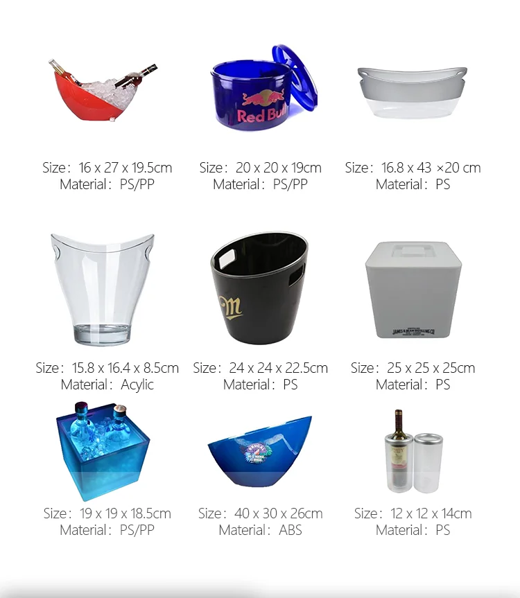 Professional Custom Plastic Ice Bucket Double Ear Large Capacity Easy ...