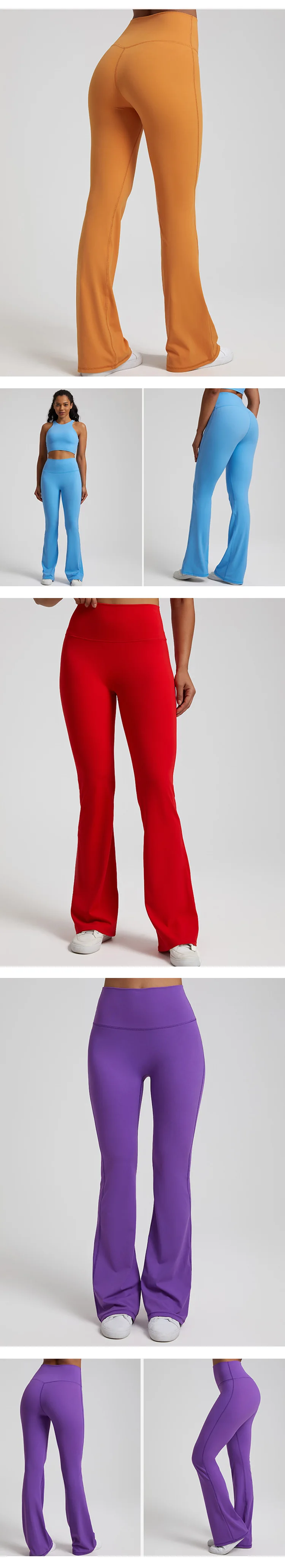 4069 Customized High Waist Flared Tight Solid Color Gym Fitness Women