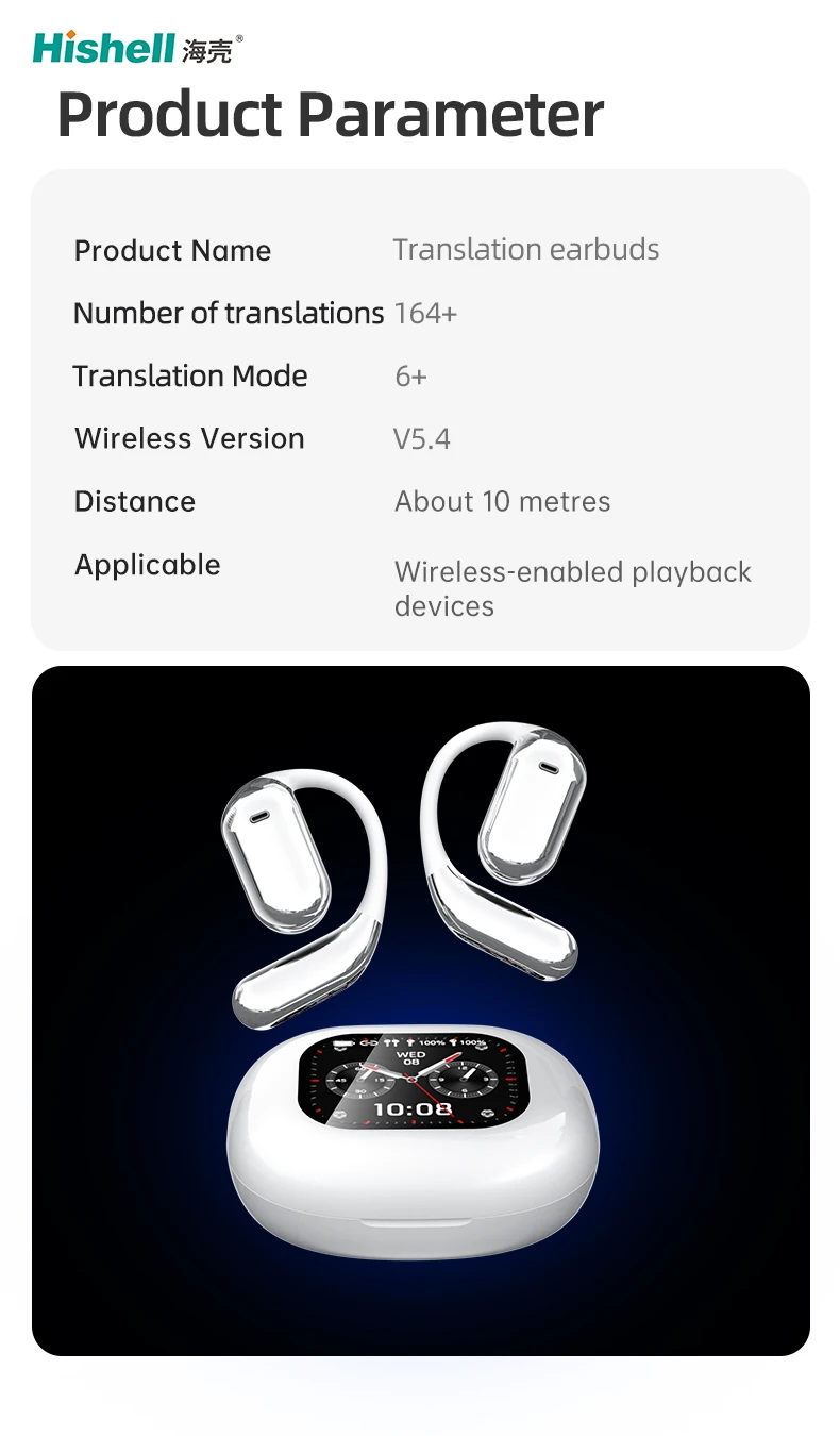 Hishell Translate Earbuds - Real-Time Multi-Language Translator