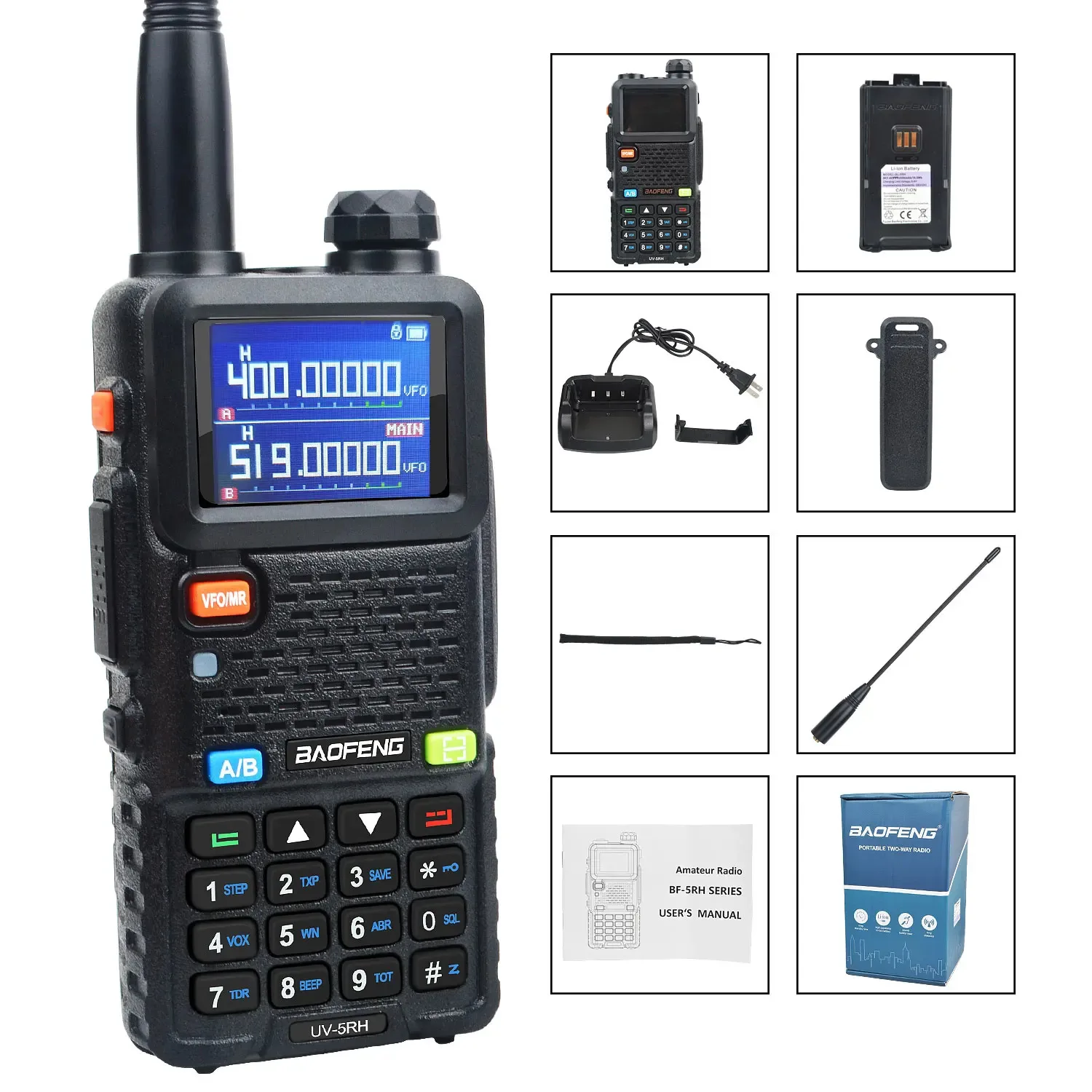 Baofeng Uv 5rh Scan Frequency10w Walkie Talkie 999ch Usb Type-c Charger ...
