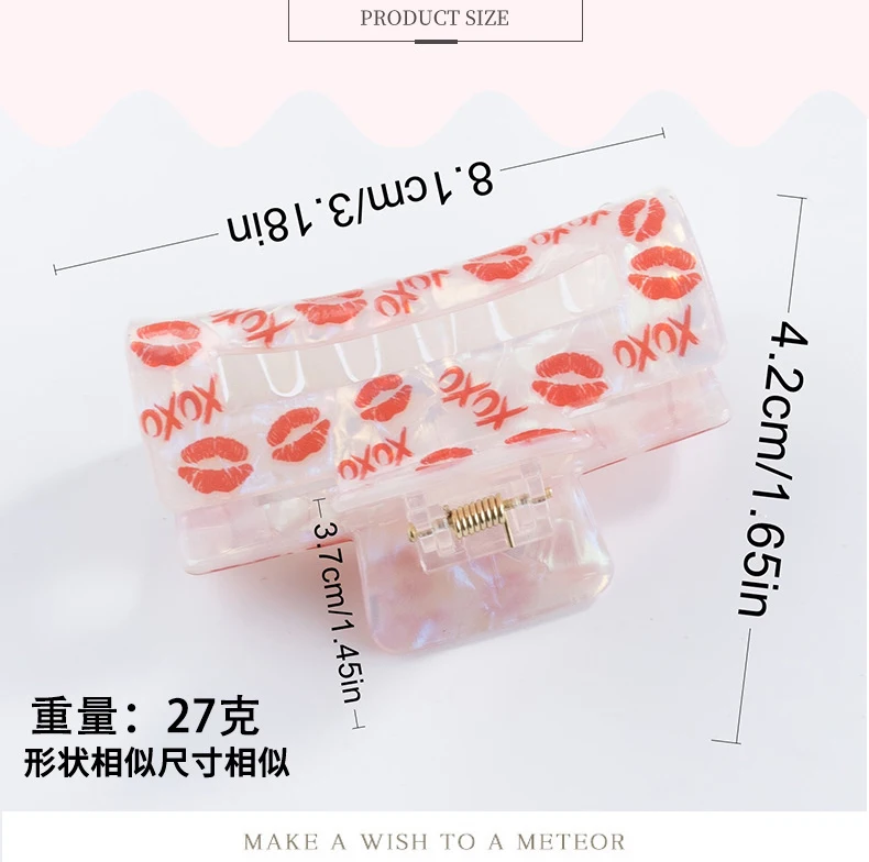 Wholesale 2024 Valentine Themed Claw Clips Gift Heart Lips Printed 8cm ...