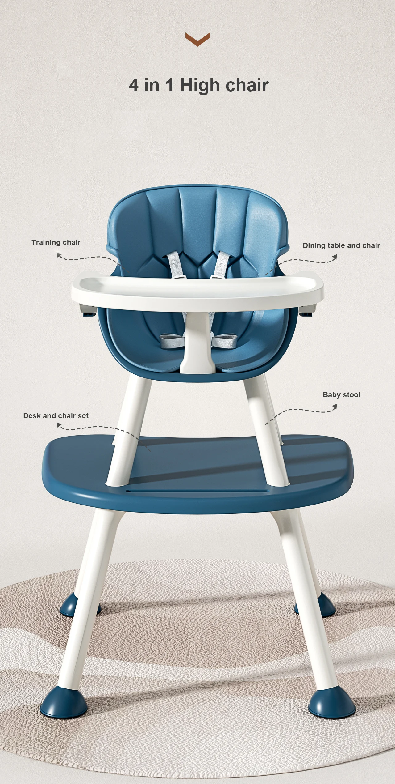 4 In 1 Multi-functional Folding Highchair Seat Feeding Baby High Chair ...