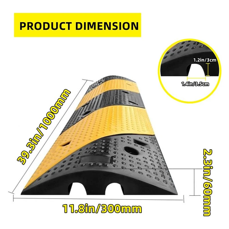 Heavy Duty Rubber Industrial Cable Protector Speed Bump With 4 Bolts ...