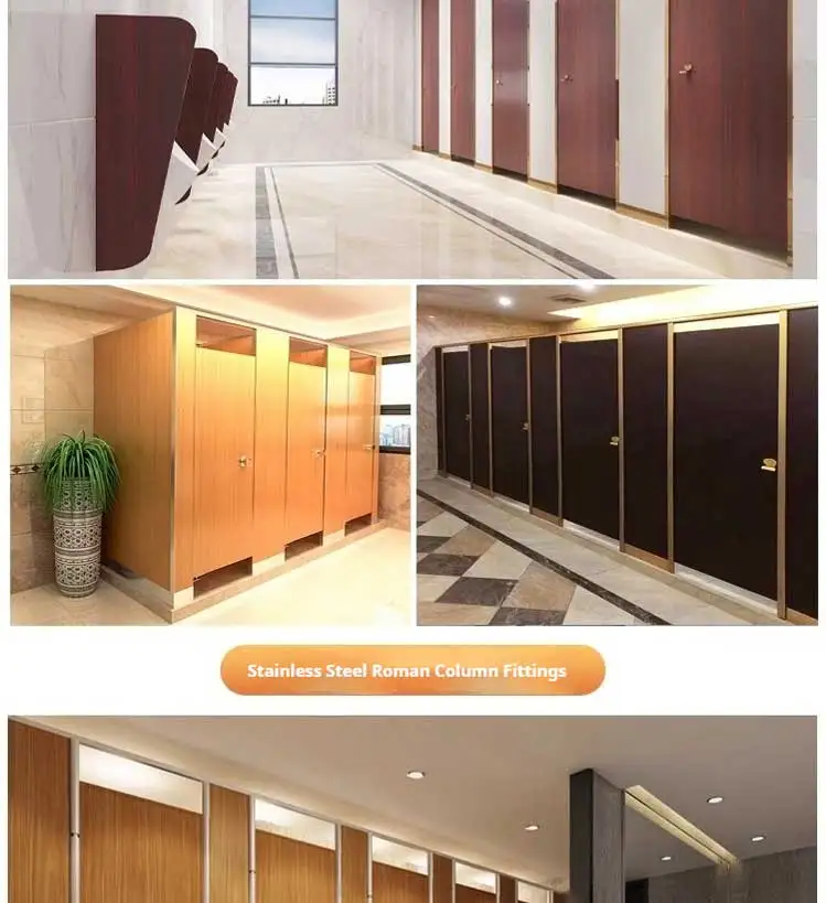 Roman Column Public Toilet Partitions with Golden Fittings
