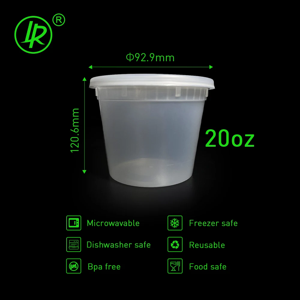 Clear Disposable Microwavable Soup Cup Leakproof Round Food Storage ...