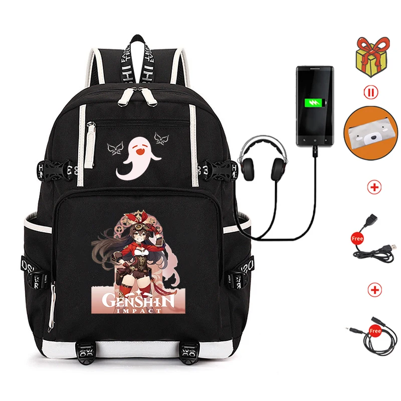 Genshin Impact Anime Backpack with Hu Tao School Student Bag Design