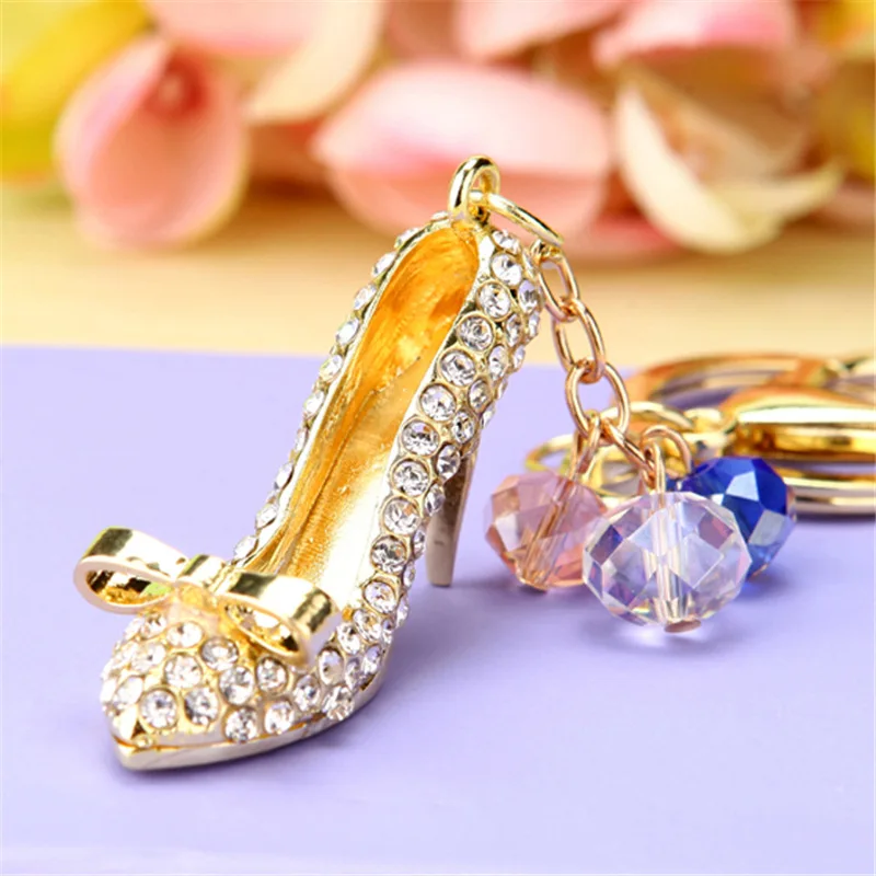 Wholesale Creative Metal Keyring Rhinestones High Heel Shoe Key Chain ...
