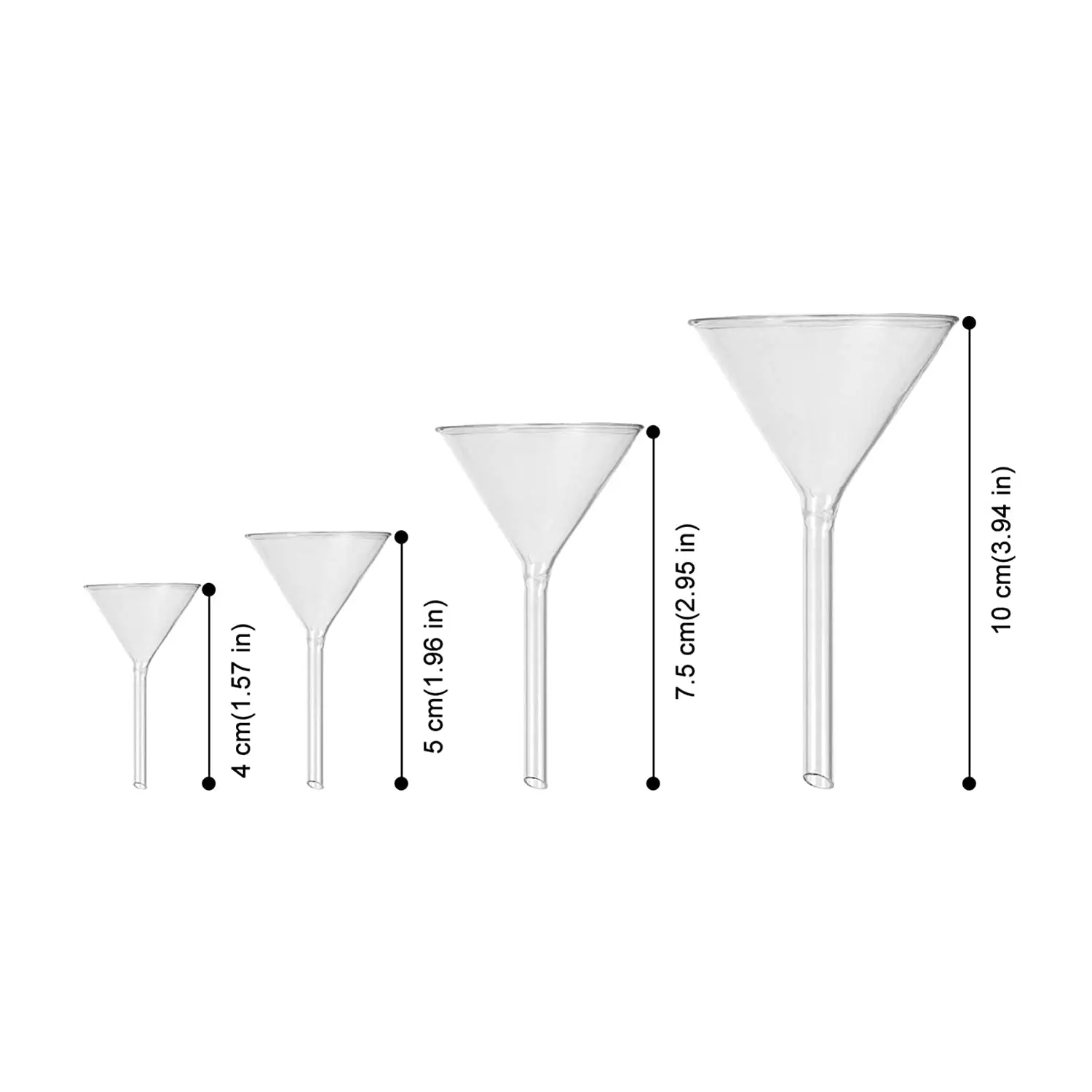 Laboratory Glass Funnel - 25ml 50ml Funnel Boro 3.3 Glass