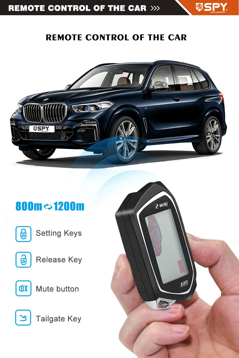 12v Universal Remote Control Press Start Two Way Car Keys Alarm ...