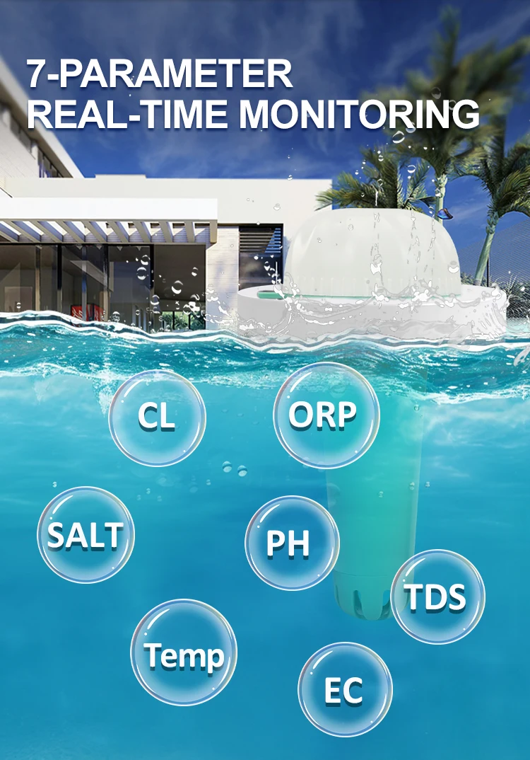 New 7 in 1 ph Mete Digital Wifi Tester TDS EC Salinity Chlorine TEMP PH ...