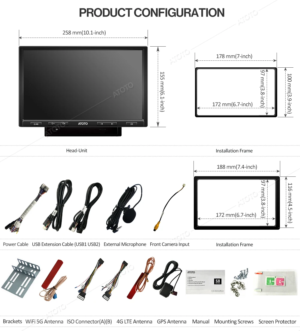 Atoto S8 Pro 2 Din Android 10 Car Radio Autoradio 10" Retractable Touch ...