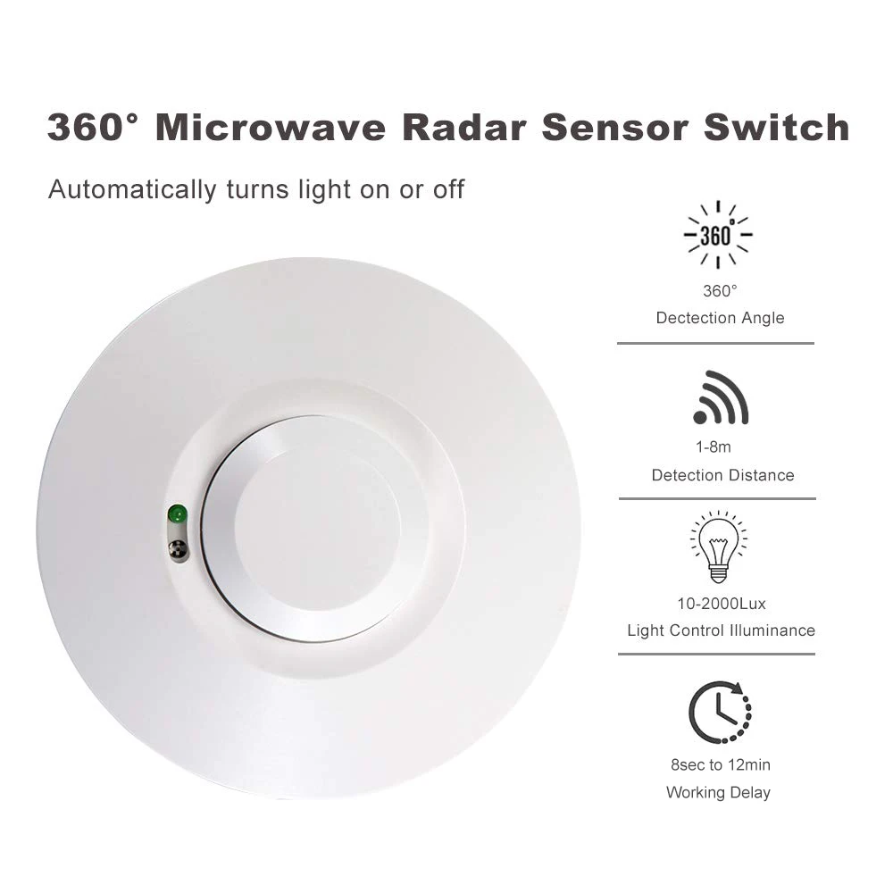 360 Degree Ceiling Surface Mounted Microwave Motion Sensor