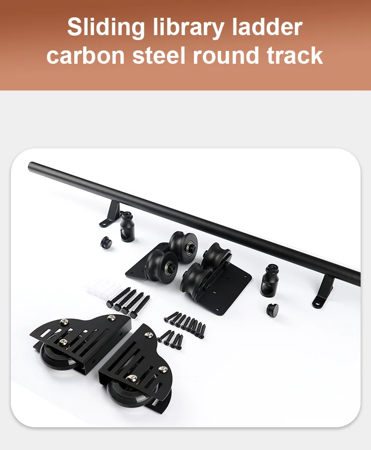 Library Sliding Ladder Hardware Kit with Extendable Round Track/Rail ...