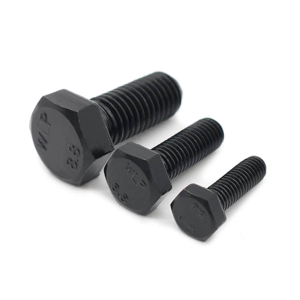 M5 M6 M8 M10 M12 M16 Black Grade 8.8 Carbon Steel Metric Thread Din933 Din934 External Hex ...