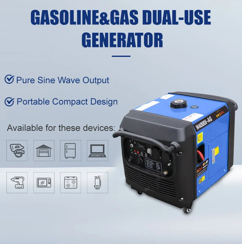 4000W Dual Fuel Inverter Generator - Gasoline & LNG Power