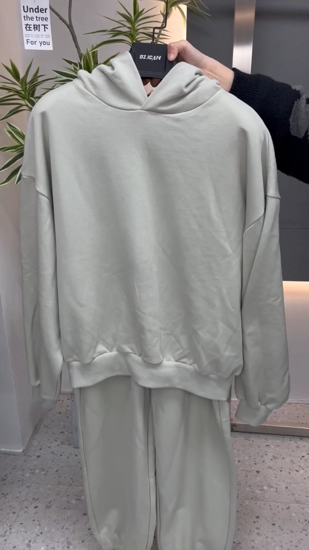 Essential Plain Cotton Fleece Unisex Tracksuit Stacked Sweatpants And ...