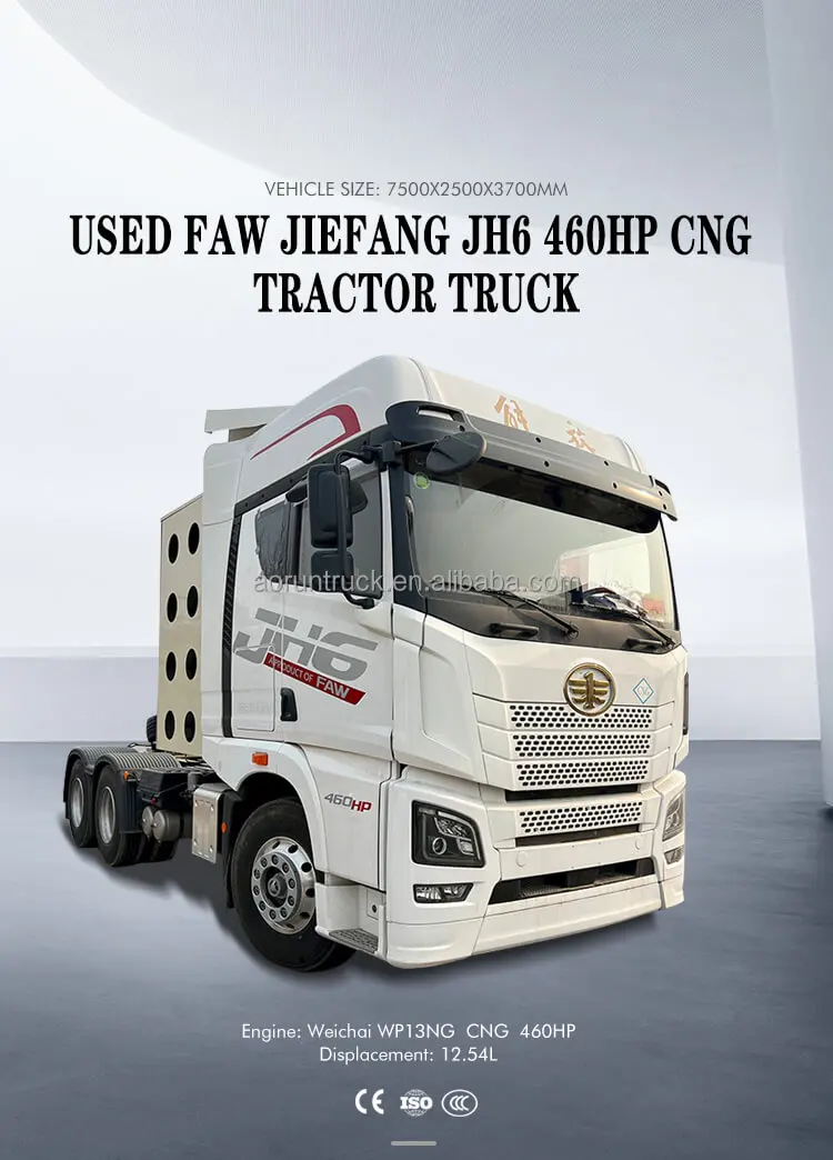 Used Faw Original J6p 6x4 Tractor Trucks 10 Wheels 430 Hp Cng Power 60 Ton Truck Head For Sale ...