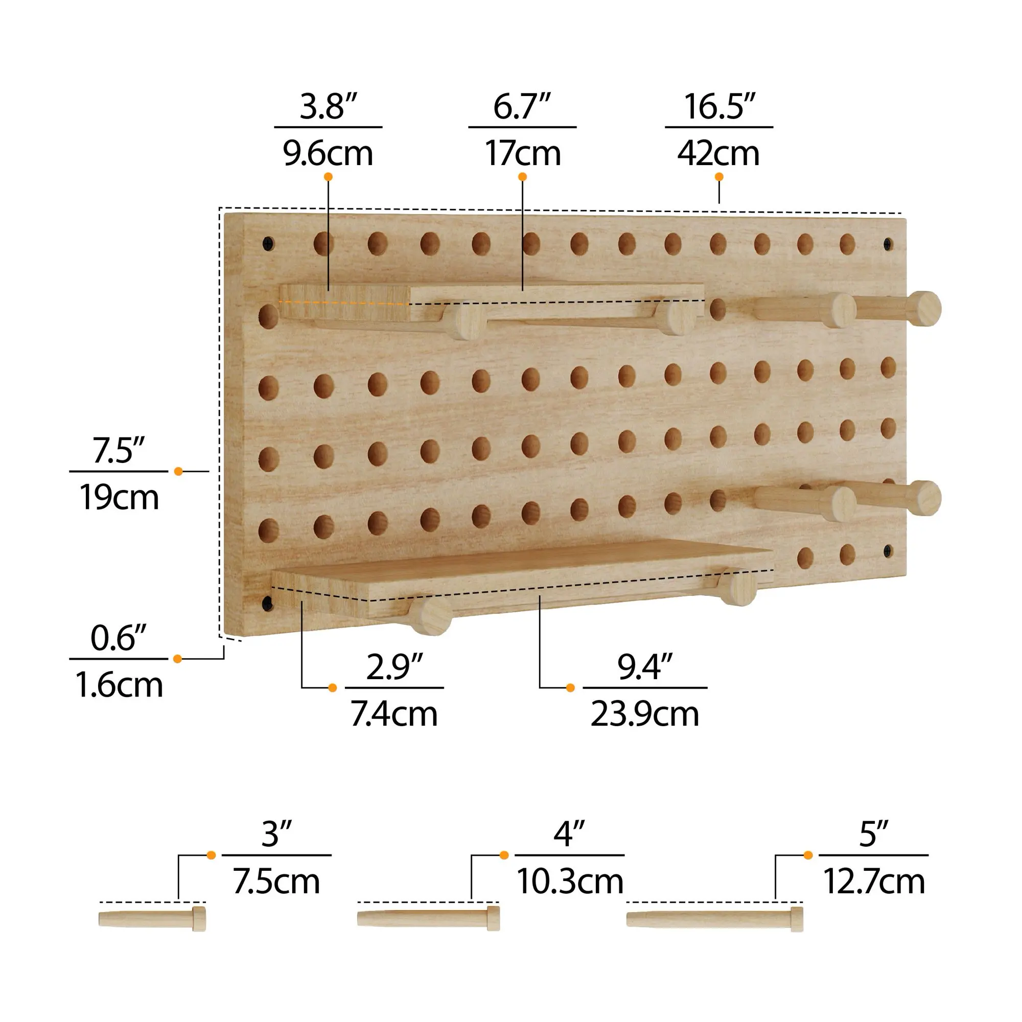 Sturdy Wooden Pegboard Floating Shelf For Walls Modular Display Grid ...