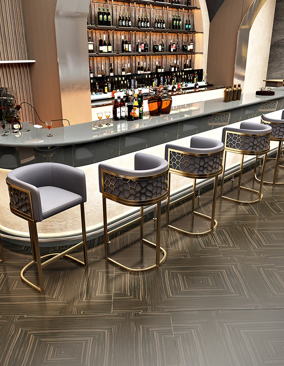 Modern Luxury Honeycomb Bar Stool High Chair in Gold Metal - Perfect ...