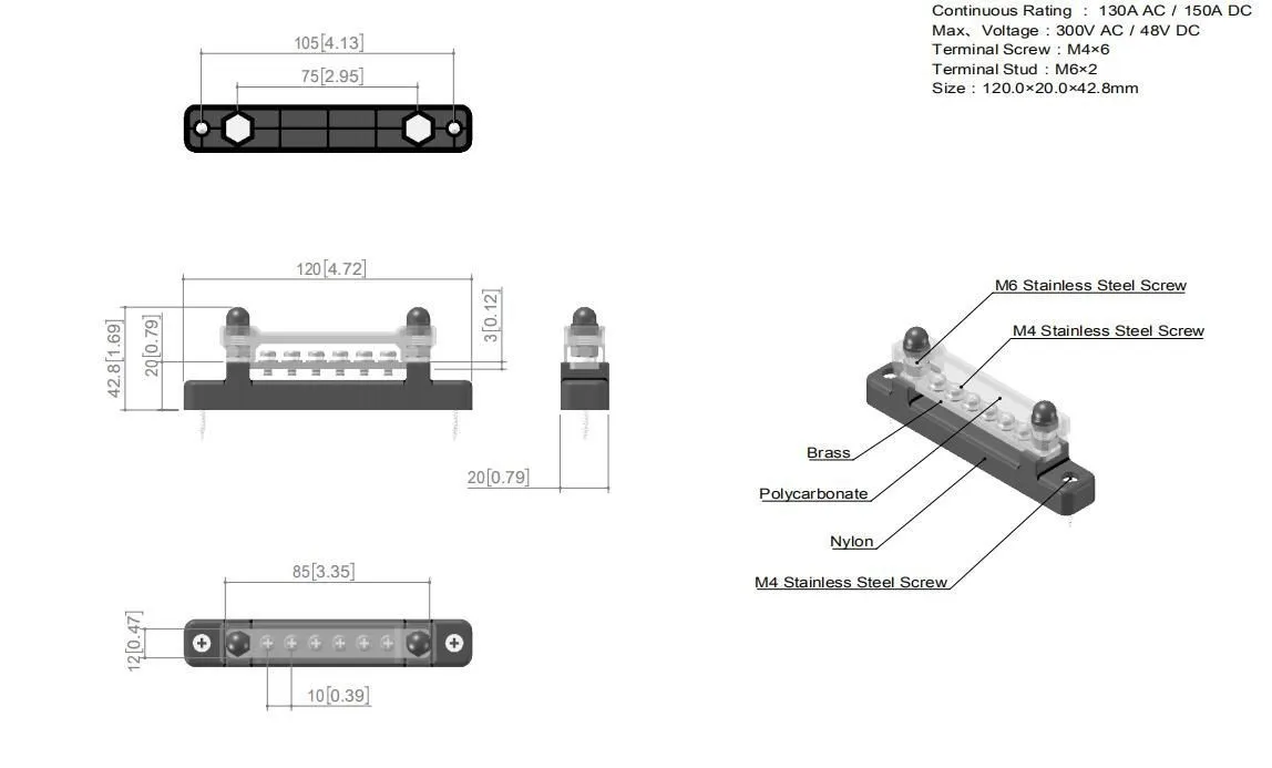 6 Terminal Busbar - Efficient Power Distribution for Marine