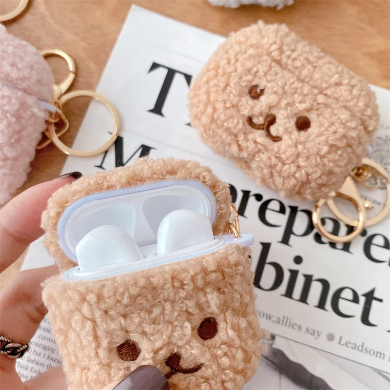 Luxury Teddy Bear Dog Fur Headphone Cases For Airpods 1 2 3rd Gen Earphone Protective Case With ...