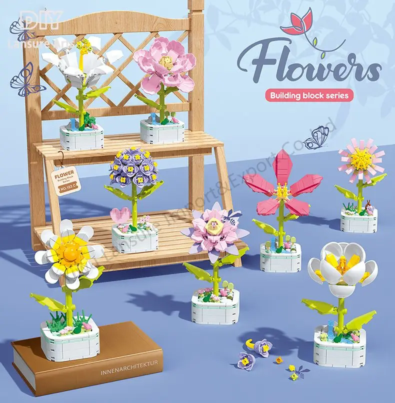 LS Hot Compatible Le Go Children's Building Blocks Potted Flowers DIY ...