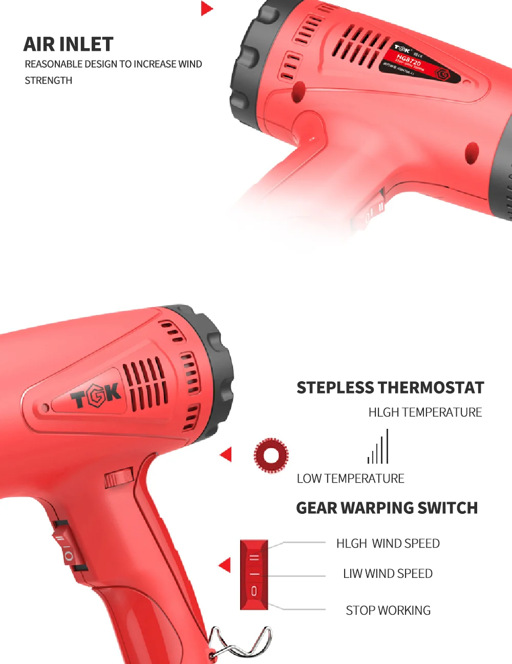 TAKGIKO HG8720 2200w Electric Corded Multifunctional High Precision ...