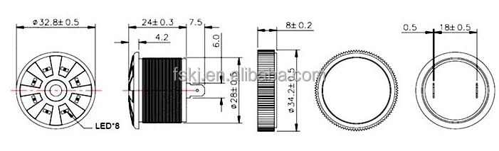 High Decibel 12V DC Piezoelectric Alarm Buzzer - 35*24mm