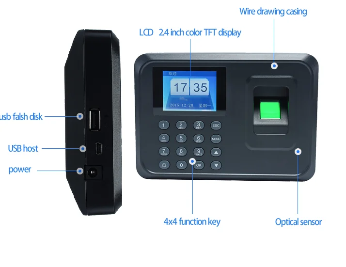 Fingerprint Time Attendance Machine Standalone Biometric Device 2.4tft ...
