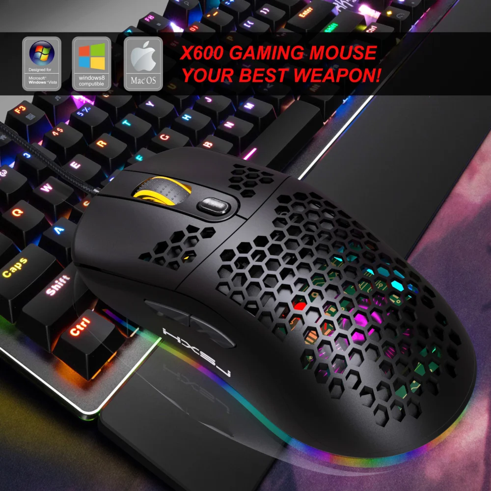 HXSJ Hot Sale Honeycomb Design Gaming Mouse Professional Gamer Mouse ...