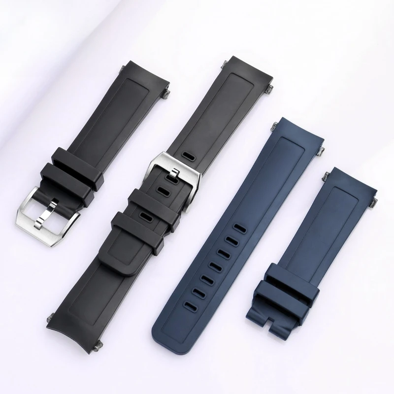 Curved End Fkm Rubber Watch Strap Waterproof Watch Band for IWC Marine ...