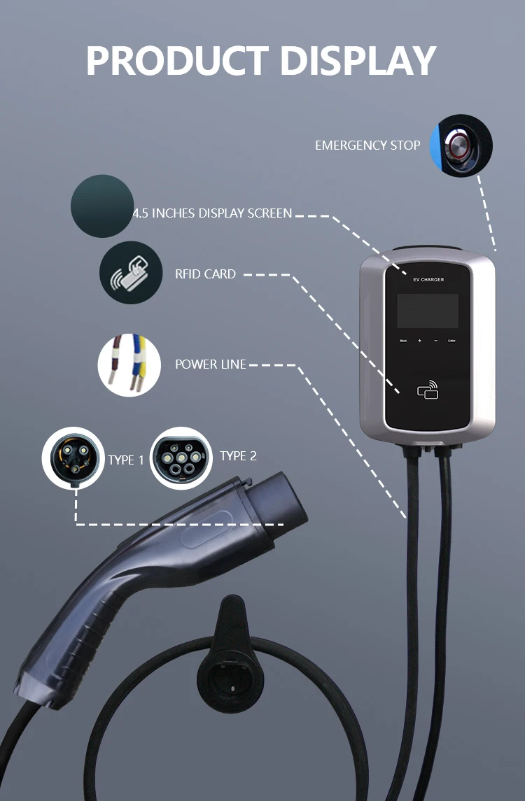 11kw Charger Wall-mounted Charging Station 32a Fast Ev Charger For Home ...