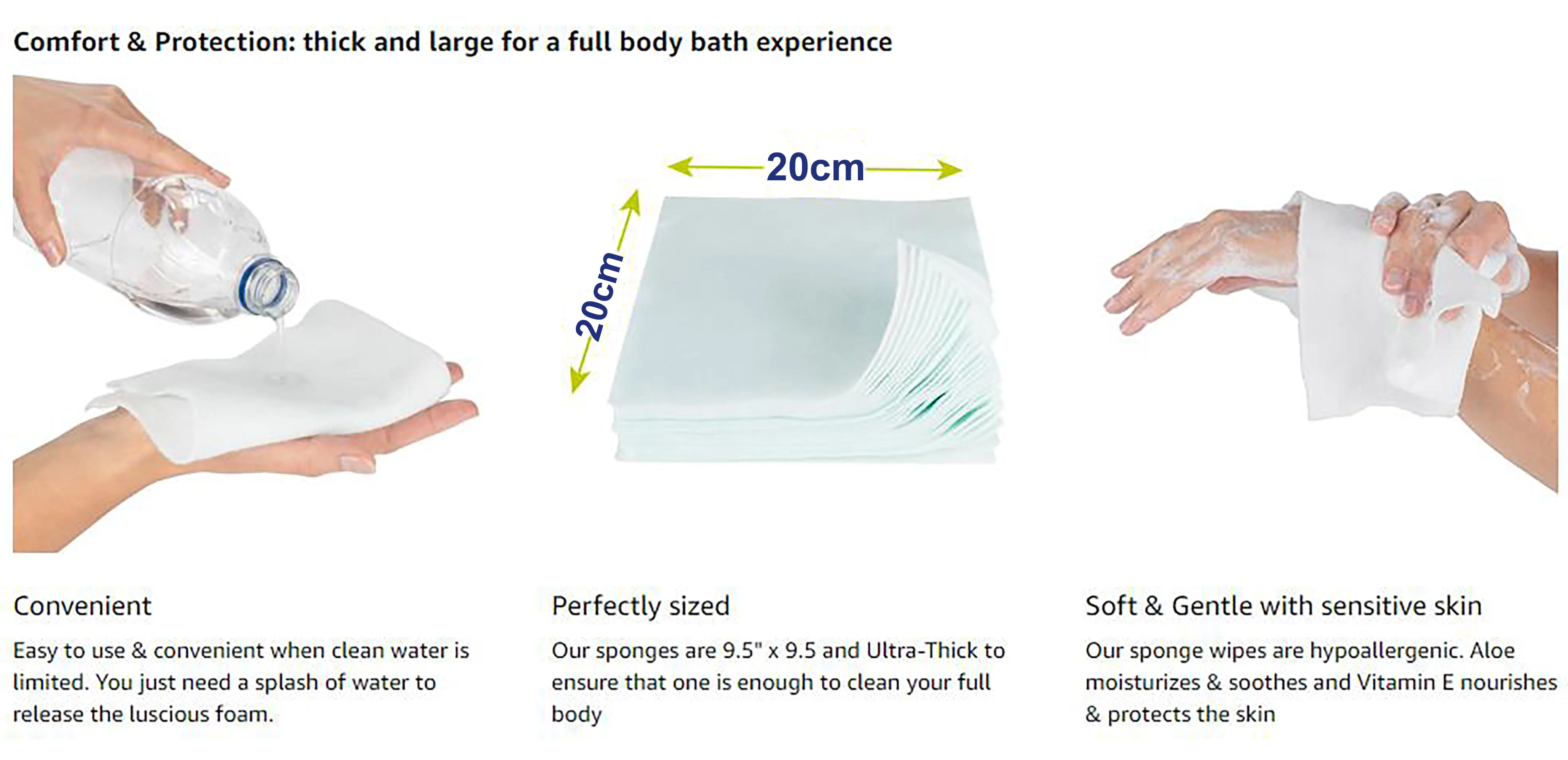 Pre Soaped Sponge Wipes for Incontinence - No Rinse Bath Cleansing ...