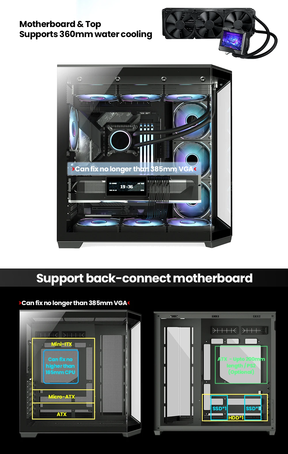 New Model TYPE-C ATX Gamer Case - Desktop Tower Gaming Case