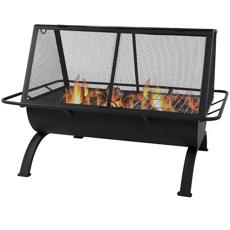 Fire Pit With Cooking Bbq Grill Rectangle Charcoal Wood Burning Grill ...