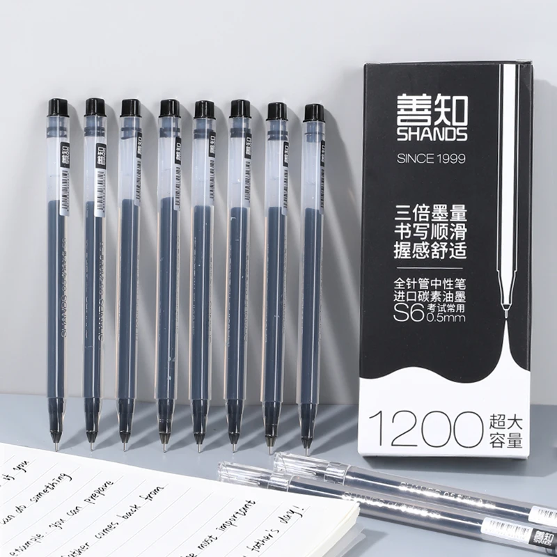 Shands12pcs/box Neutral Pen Carbon Red Black Blue Water Based Signature ...
