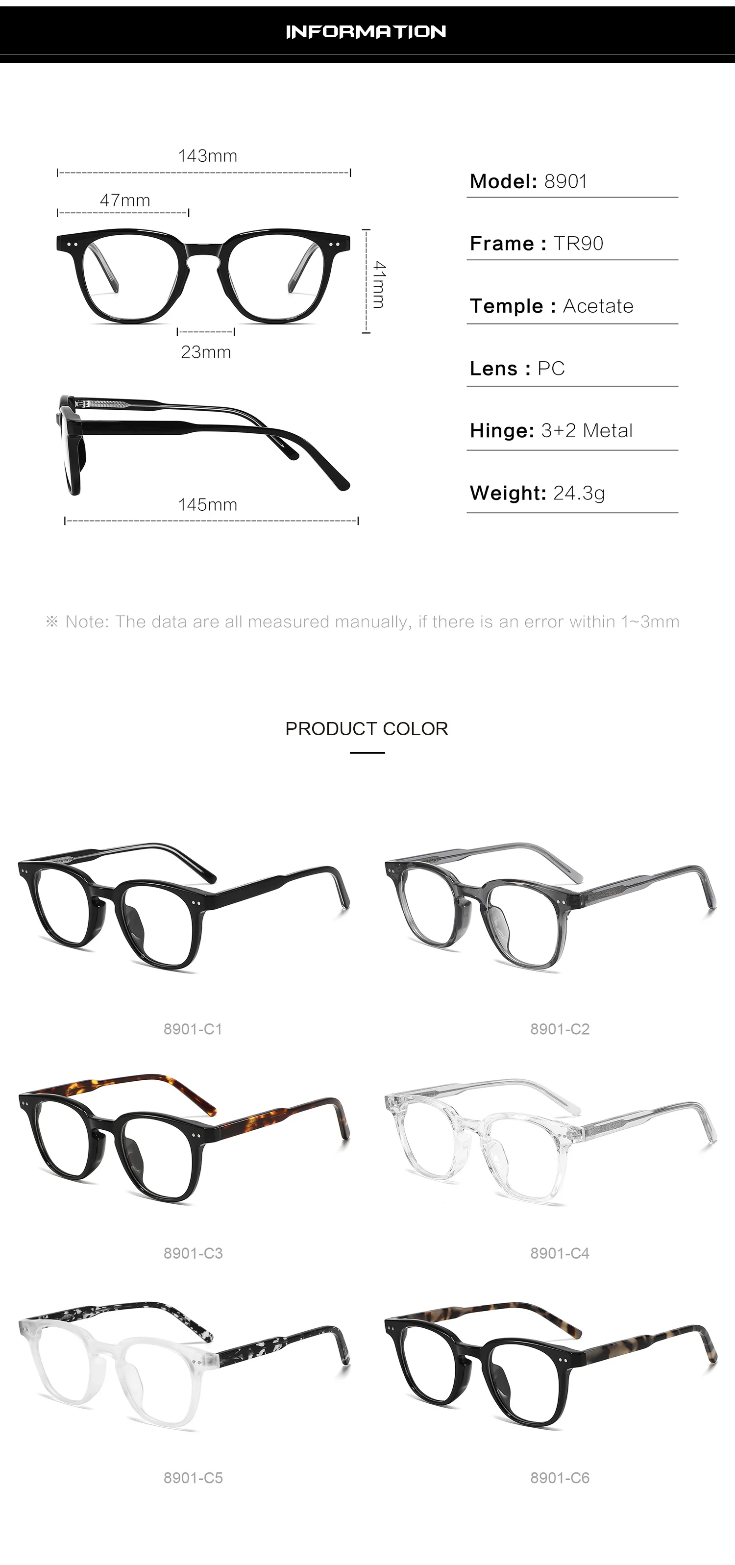 New Arrivals Handmade Acetate Eyeglasses Tr90 Blue Light Blocking For Men Women Optical Glasses ...
