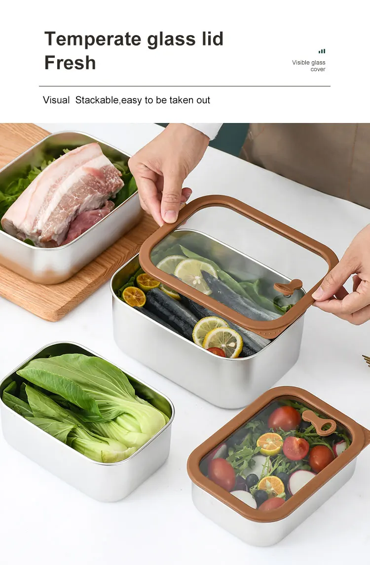 Wholesale 900ml Round Food Storage Container 304 Stainless Steel ...