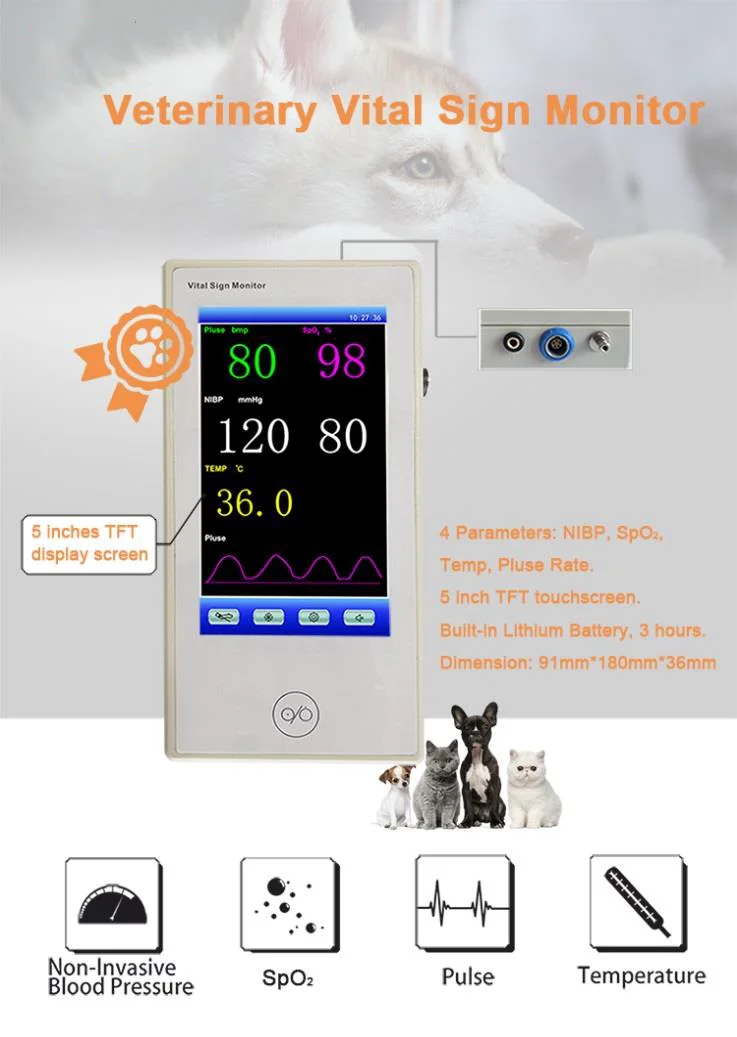 Veterinary ICU Fetal & Pet ECG Heart Rate Monitor with Touch Screen for ...