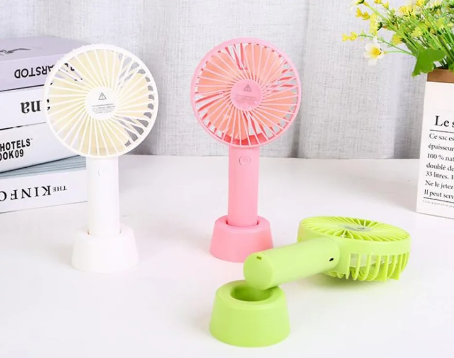 Small Handheld Portable Electric Fan Stand Desk USB Rechargeable Quiet ...